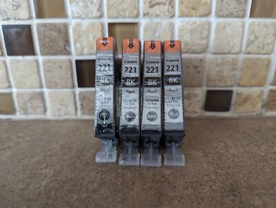 LOT OF 4 GENUINE CANON CLI-221 BLACK INK CARTRIDGE PIXMA MP640 MP990 J1 ...