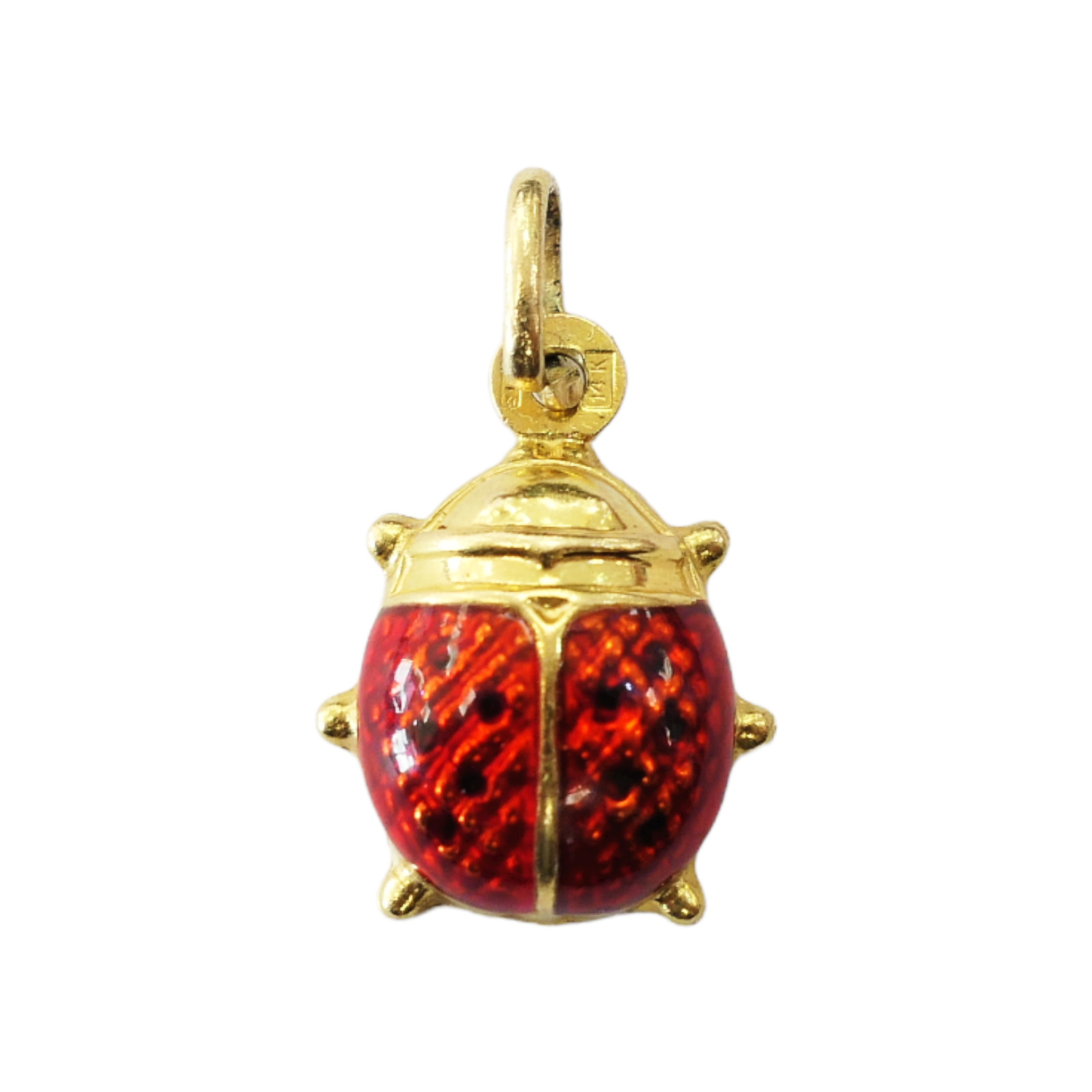 14K Yellow Gold LadyBug Necklace Charm Pendant ~ 1.3g - Gem