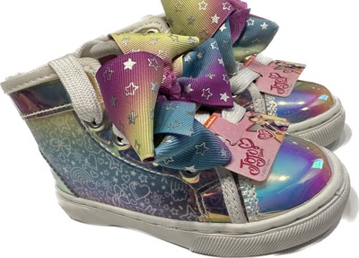 JoJo Siwa High Top Sneakers Shoes Size 7 Sparkle Iridescent W/ Stars ...
