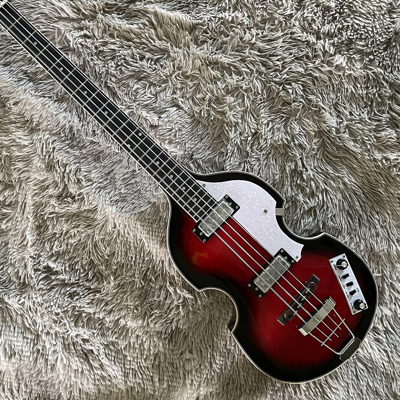 Custom Violin Lgnition 4-strings Bass Guitar Red Mini Pickups Hollow ...