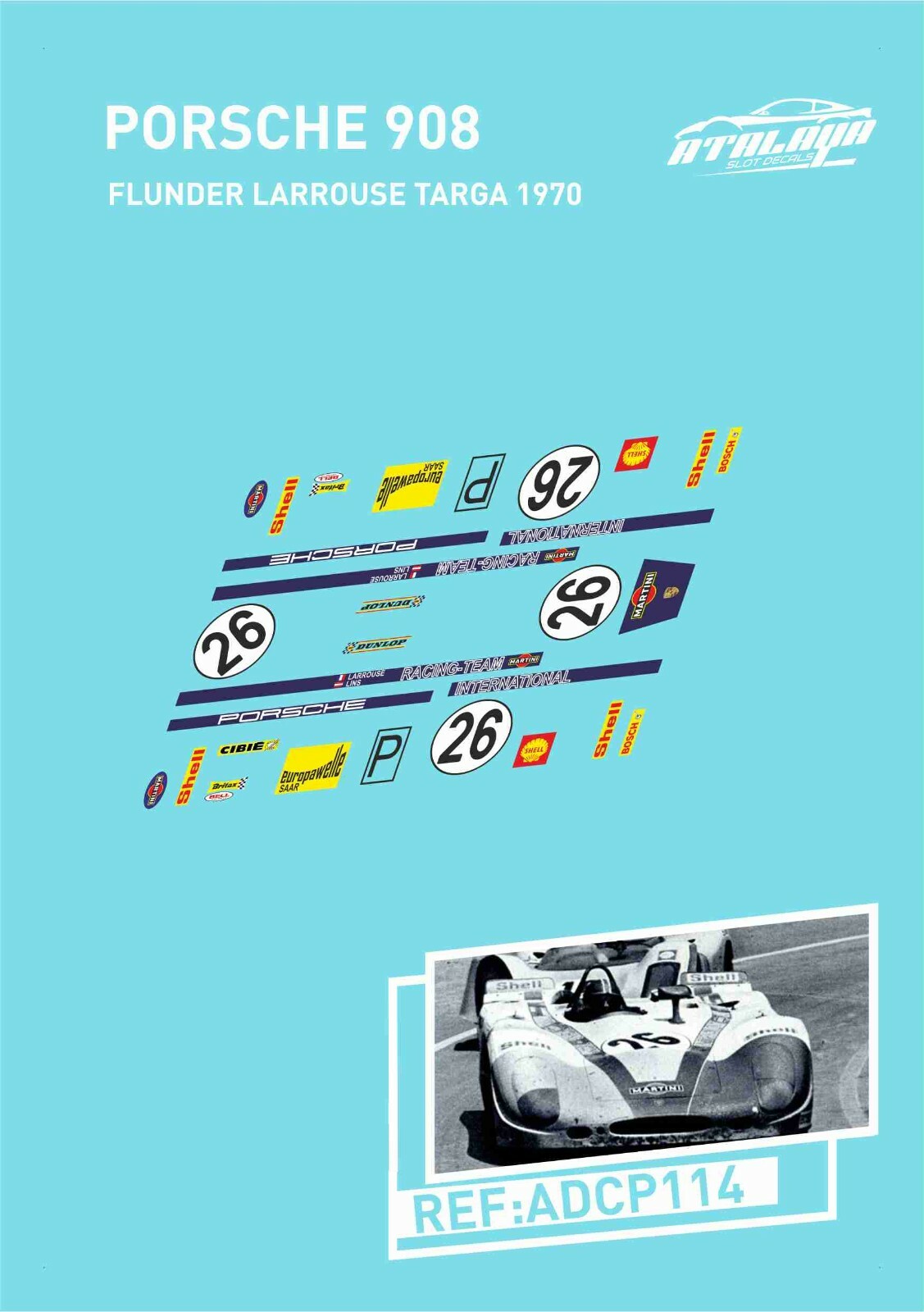 CALCAS PORSCHE 908 FLUNDER LARROUSE TARGA 1970 SLOT DECALS | eBay