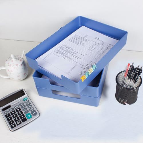 Desk Letter Tray, A4 Size Plastic Stackable File Document Organizer, 2x ...