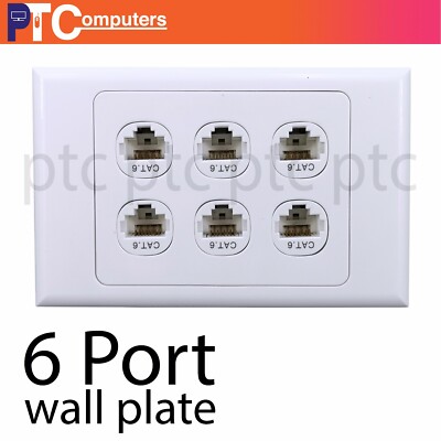6 Gang Wall Plate Wallplate Clipsal Style 1 RJ45 Cat 6 Data Network LAN ...