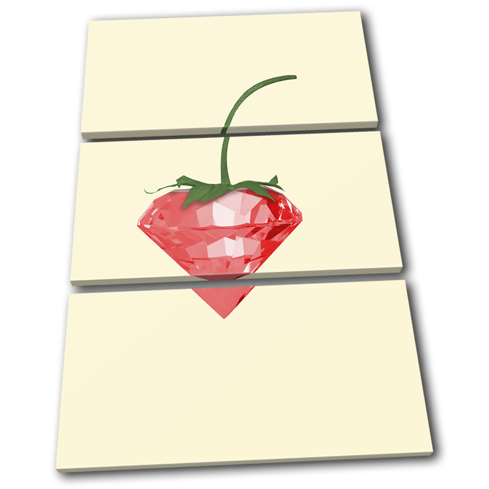 Strawberry Gem Jewel Fruit Food Kitchen TREBLE CANVAS WALL ART Picture ...