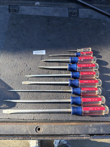 Sears Craftsman USA Ugly New Nos Slotted Screwdriver Set 9pc Pratt read ...