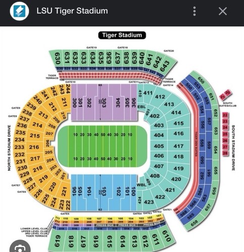 2-tickets 417 Section, Row 8, Seat 13 & 14 LSU FOOTBALL vs Florida 9/13 ...