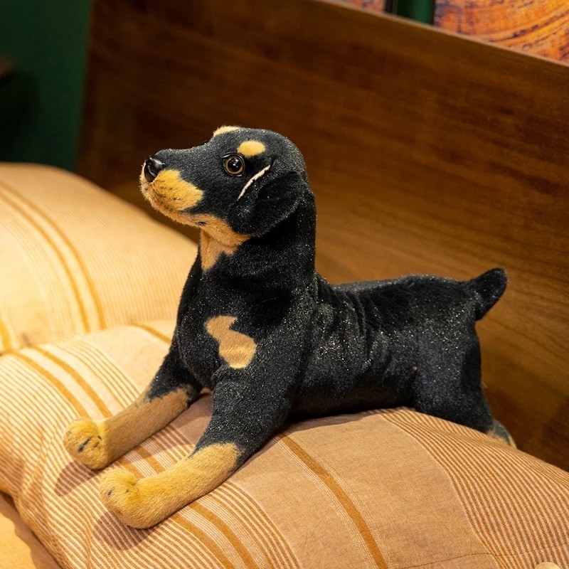 Lifelike Dog Plush Toy Fluffy Stuffed Animals Rottweiler Soft Doll Real ...