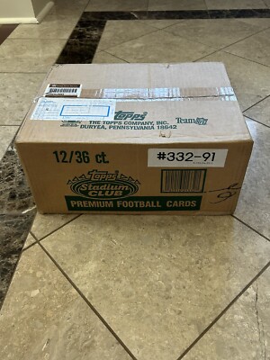 1991 Topps Stadium Club Football Factory Sealed Case 12 Wax Boxes Brett ...