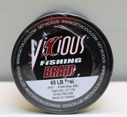 Vicious Fishing Braid 65LB Test 1500YDS - Hi-Vis Yellow. BRAND NEW | eBay