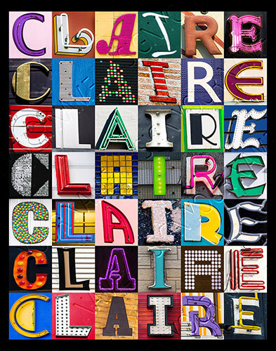 CLAIRE Name Poster featuring photos of actual sign letters | eBay