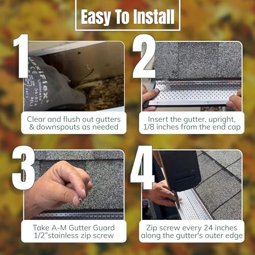 A-M Gutter Guard 5" 50ft Heavy-Duty Aluminum Leaf & Debris Protection ...
