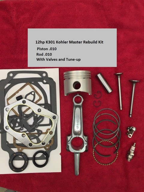 MASTER REBUILD KIT FOR 12HP Kohler,K301 piston 010 and rod 010 w ...