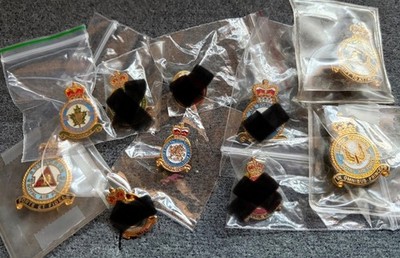 5 REMAINING RAF ROYAL AIR FORCE PIN BADGES - HEADQUARTERS, SQUADRON ...