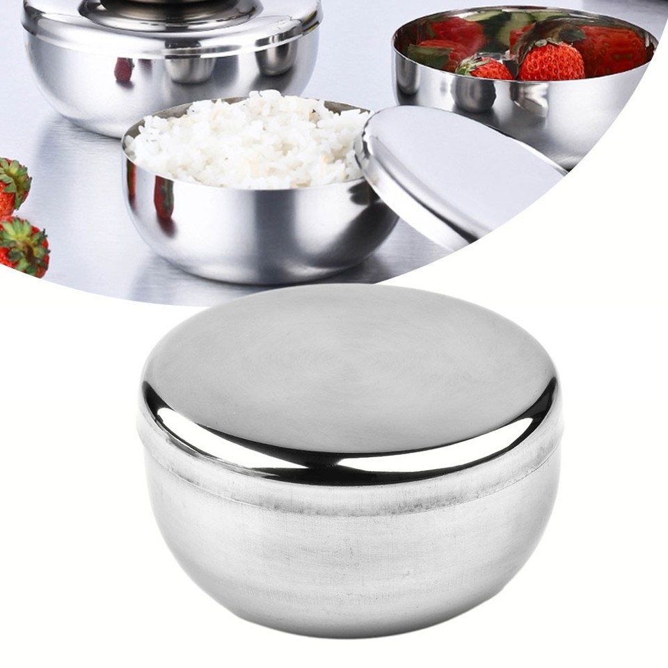 Stainless Steel Cover Bowl Single Layer Steamed Rice Bowl Kitchen ...