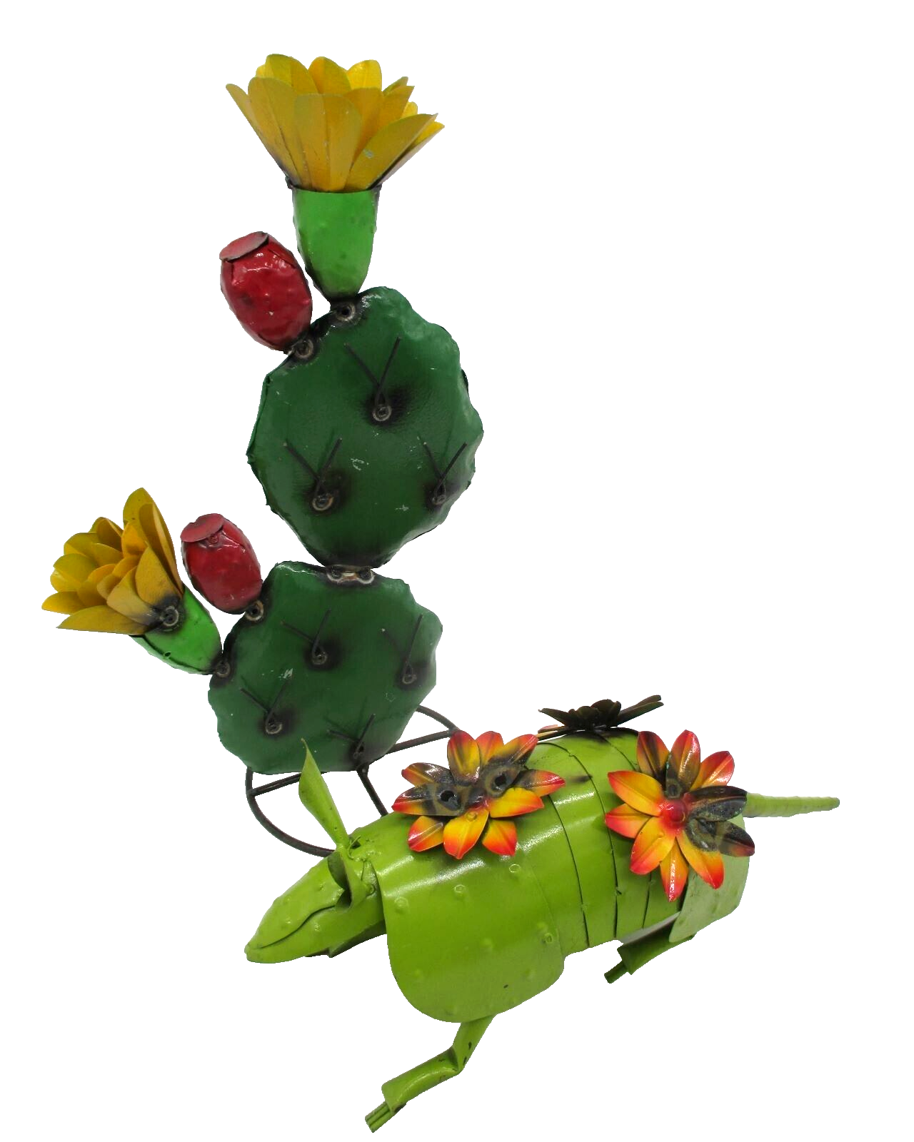 Yard Garden Art Recycled Metal Armadillo Cactus Rustic Sculpture Figure ...