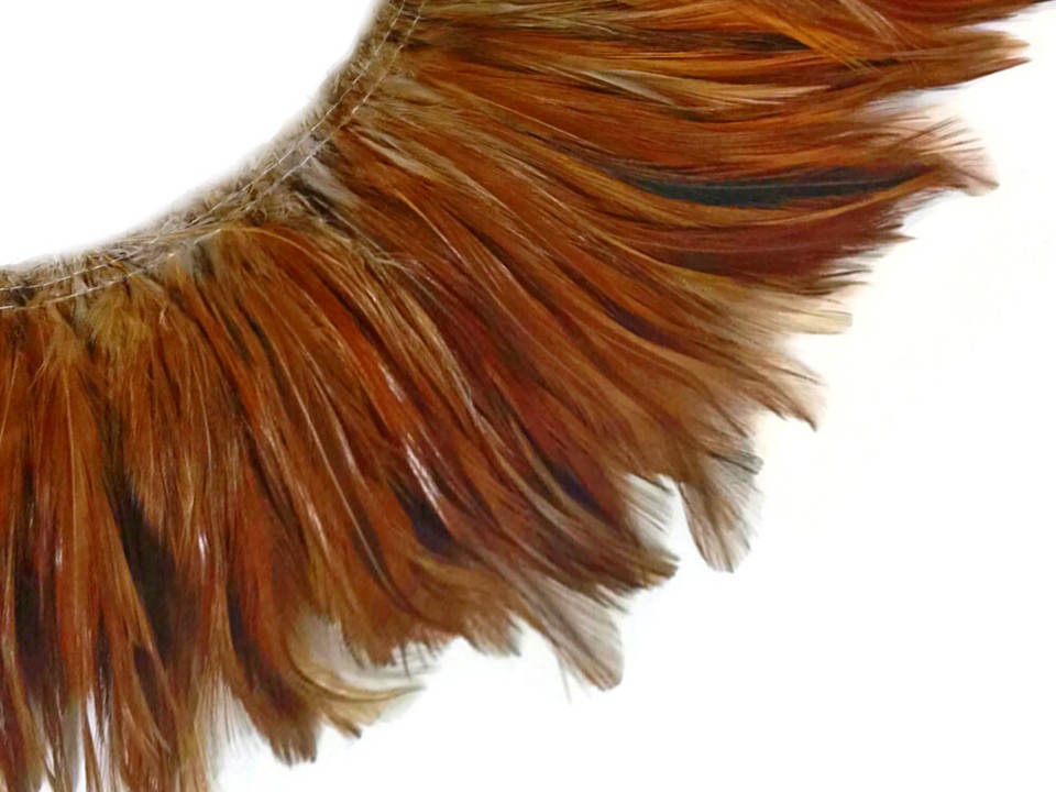 4 Inch Strip - Natural Red Strung Rooster Neck Hackle Feathers Costume ...