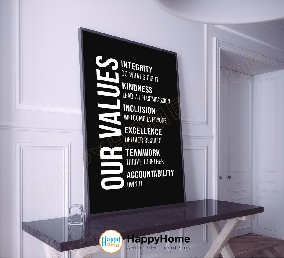 Our Values Wall Art Bussiness Core Values Office Decor Entrepreneur ...