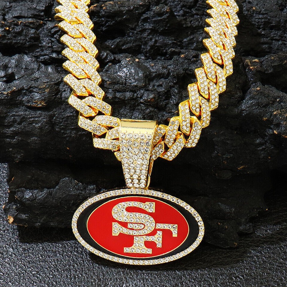 20" Chain SAN FRANCISCO 49ER GEM NECKLACE Gold Silver Team Bling Hip ...