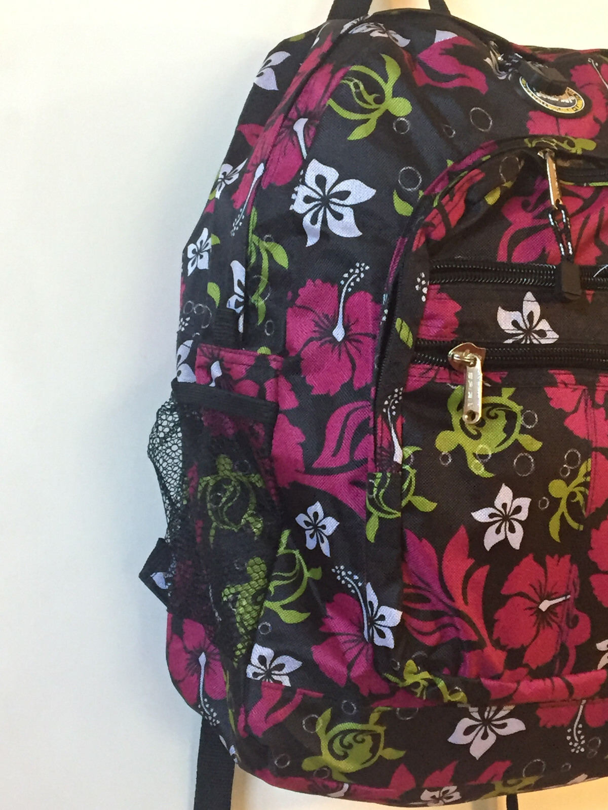 Hawaii Spirit Hawaiian Print Black/Pink School Backpack Hiking Travel ...