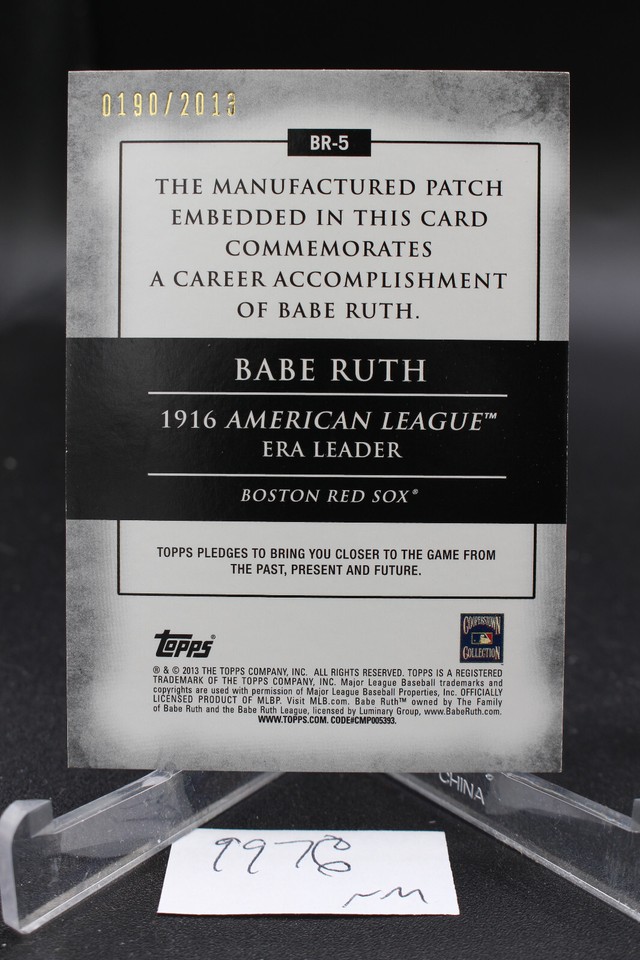 2013 Topps Babe Ruth Patch Card BR-5 numbered /2013 NM Yankees | eBay