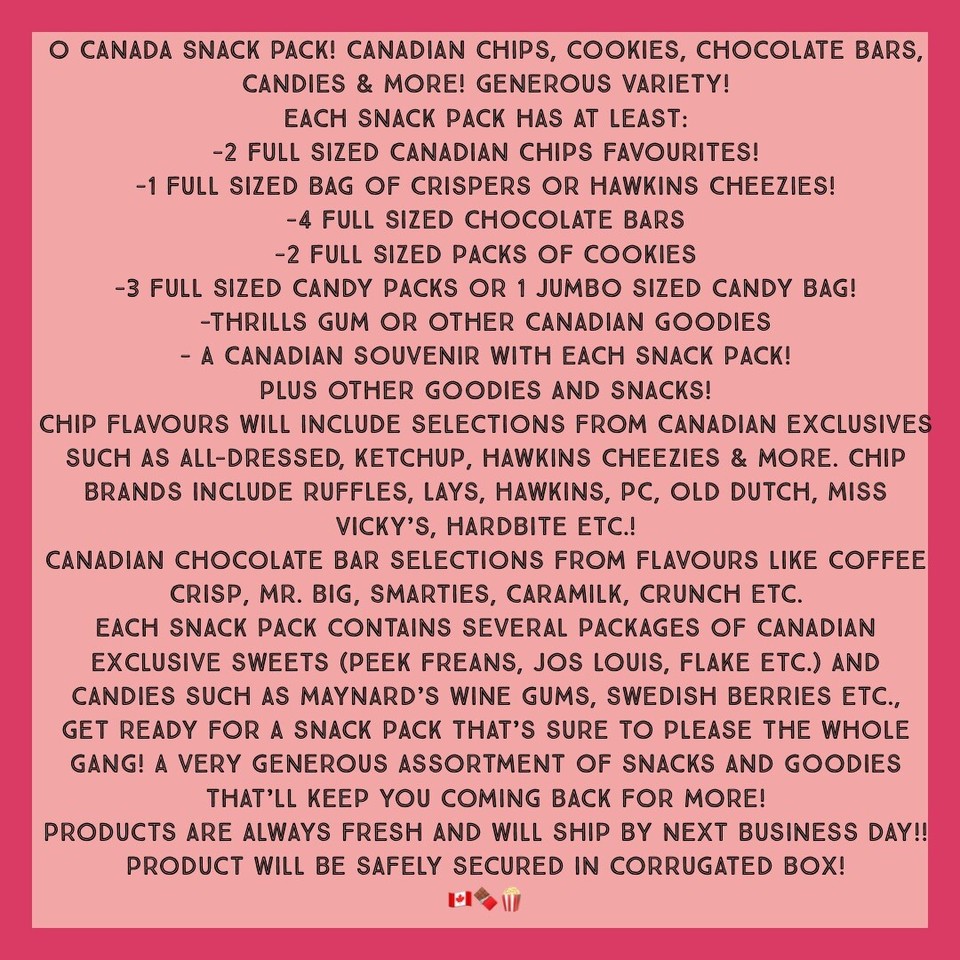 Snack Box Deluxe Canadian Snack Pack. FULL SIZE Chips, Chocolate ...