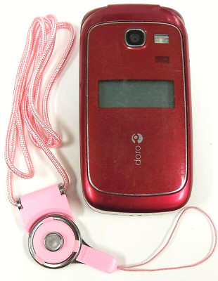 Doro PhoneEasy 618 - Red and White ( Consumer Cellular ) Flip Phone ...