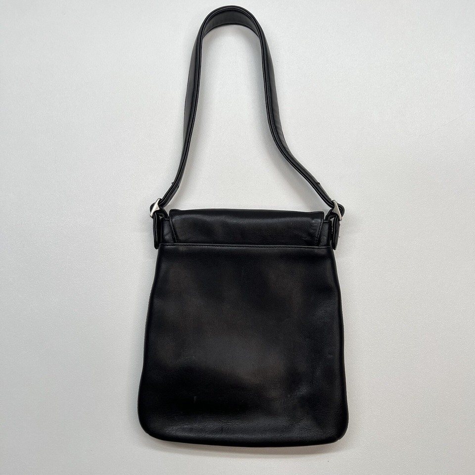 Vintage Coach 9408 Shoulder Bag Slim Black Leather Snap Closer 8x9x1 ...