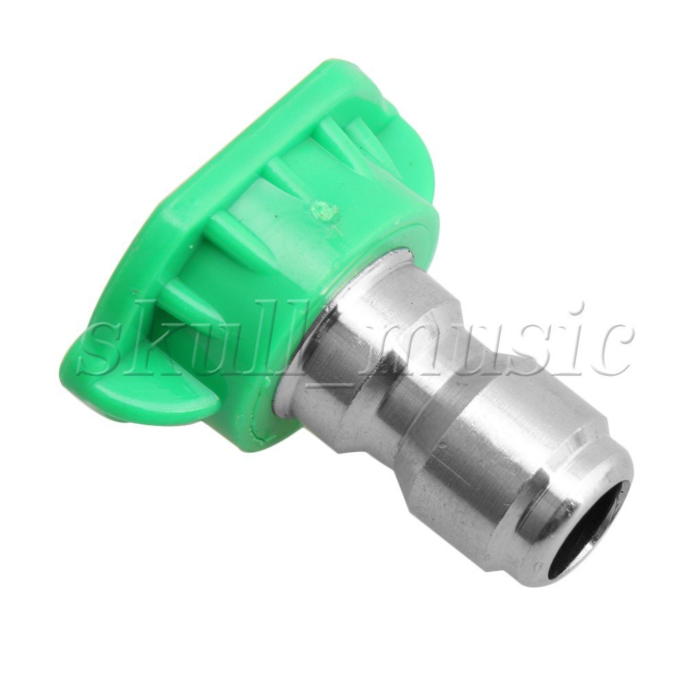 5x Green High Pressure Spray Nozzles Tips 5 Apertures 25 Degree 1/4 ...