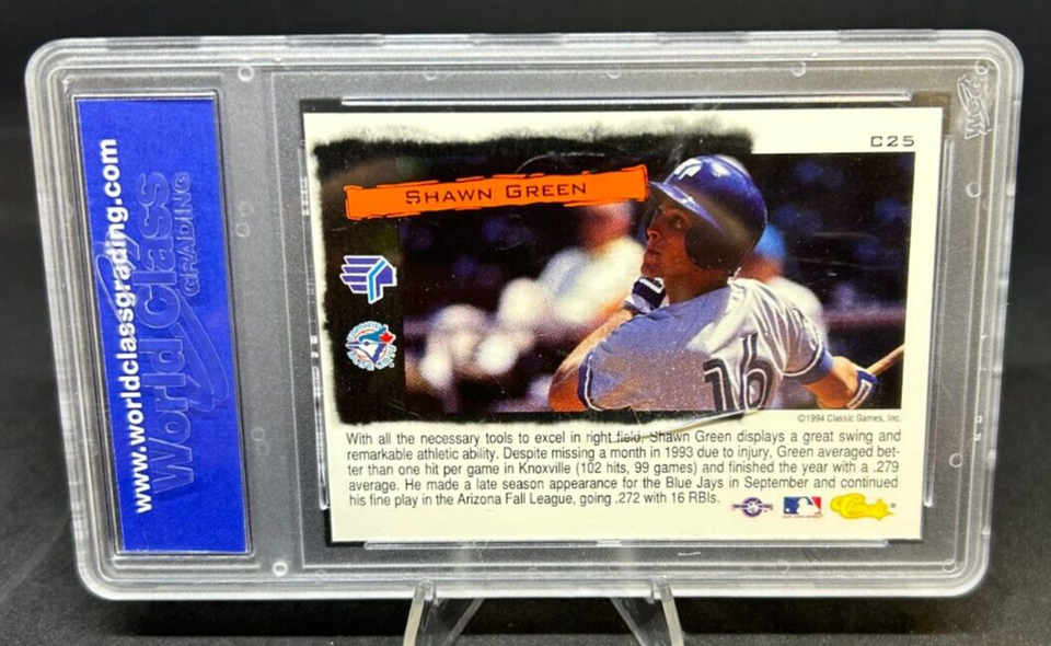 1994 Classic WCG Baseball Card Shawn Green #C-25 Graded GEM-MINT *10 ...