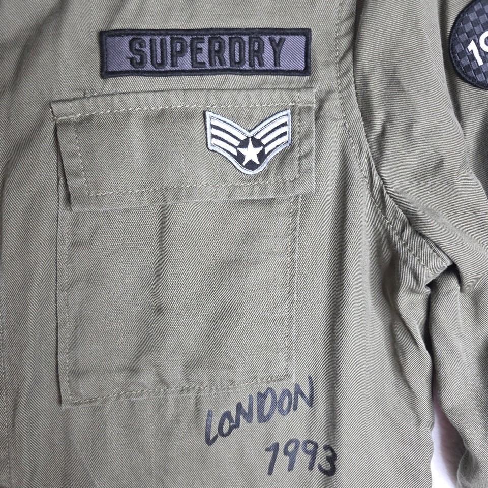 Superdry Sm Military Sequin patches Embroidered dark camo shirts Unique ...