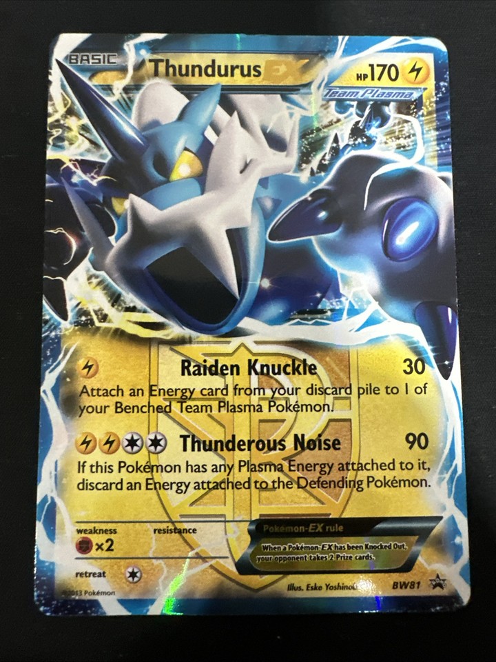 Thundurus EX BW81 Black & White Black Star Promo Holo Pokemon Card LP ...