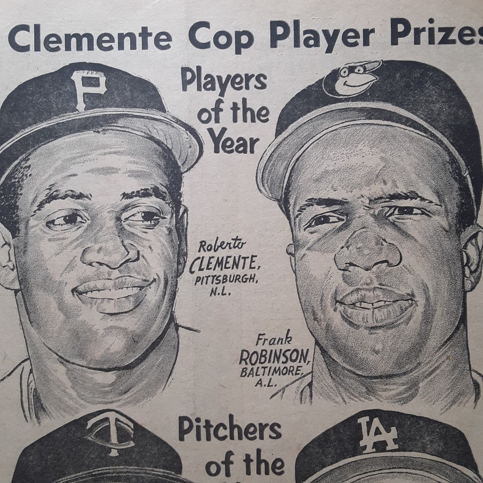 Roberto Clemente Sandy Koufax 1966 Player & Pitcher Of The Year F ...