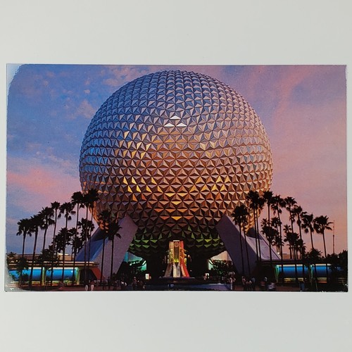 EPCOT Center Postcard Spaceship Earth Disney Future World Entrance ...