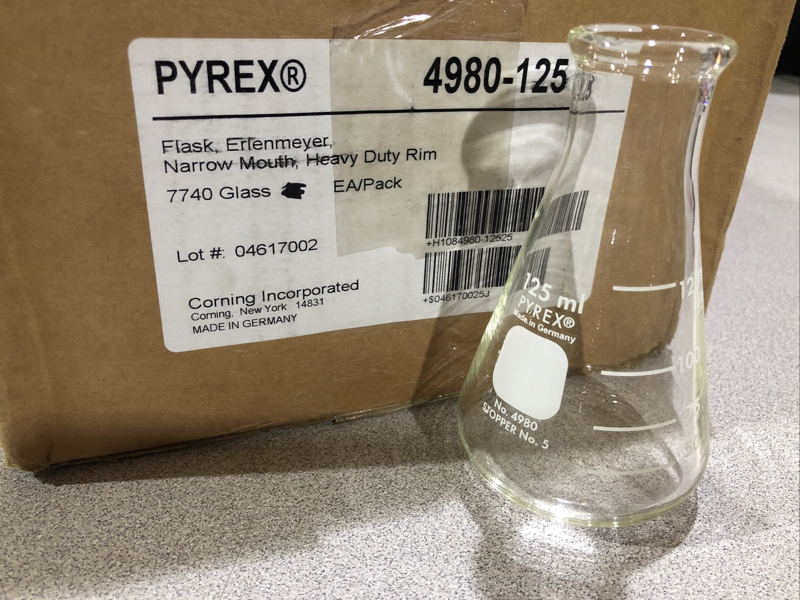 (CASE OF 12) Erlenmeyer Flask PYREX 4980-125, 25mL Narrow Mouth | eBay