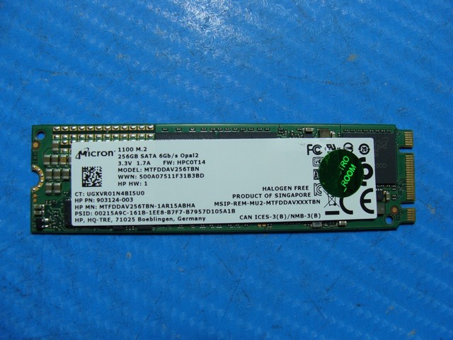 X Micron HP 1100 256gb M.2 SATA 6gb/s Opal2 MTFDDAV256TBN SSD for sale ...