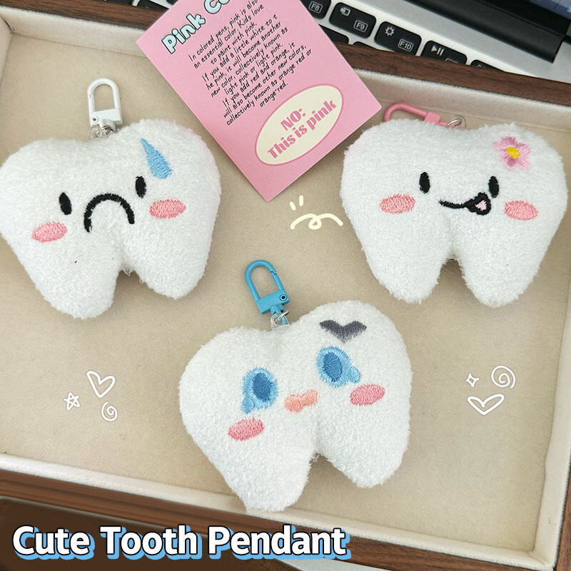 Cute Tooth Plush Keyring Kawaii Soft Stuffed Pendant Backpack ...