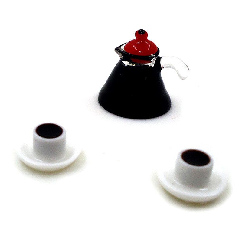 Dollhouse Miniature Coffee Maker Machine Coffee Cup Set Mini Kitchen ...