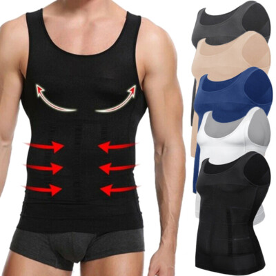 Men Compression Shirt Sleeveless Body Shaper Posture Corrector Slimming ...
