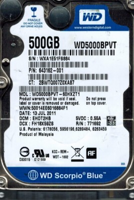 Western Digital WD5000BPVT-60HXZT1 500GB DCM: EHOT2HB WXA1E | eBay UK