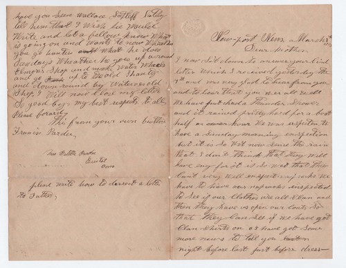 CIVIL WAR LETTER - 16th Connecticut Infantry - Wears White Gloves Dress ...
