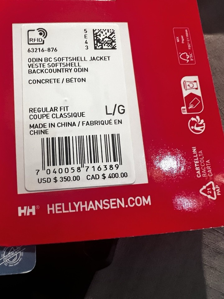 Odin Soft shell Bib and Jacket Set Size Large Men’s Concrete Color HH ...