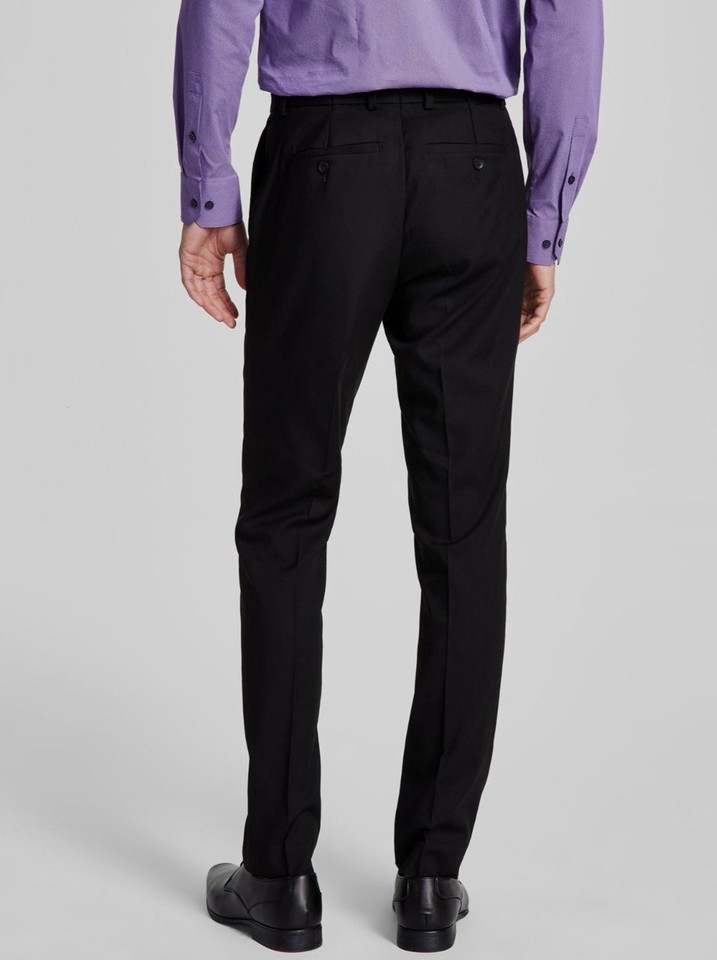 $135 Kenneth Cole Men's Black Techni-Cole Slim Fit Stretch Dress Pants ...