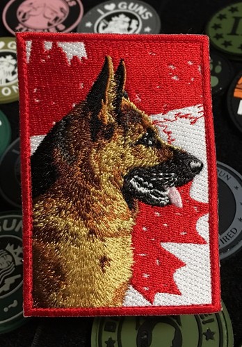 CANADIAN FLAG GERMAN SHEPHERD Patch GSD Dog Protect Tactical Police 506 ...