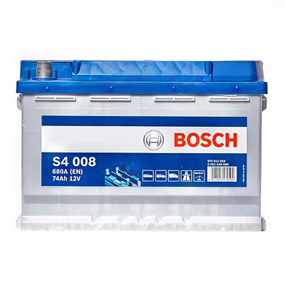 Bosch S4008 S4 096 12V Car Battery 4 Year Guarantee 74Ah 680CCA 12V 0/1 ...