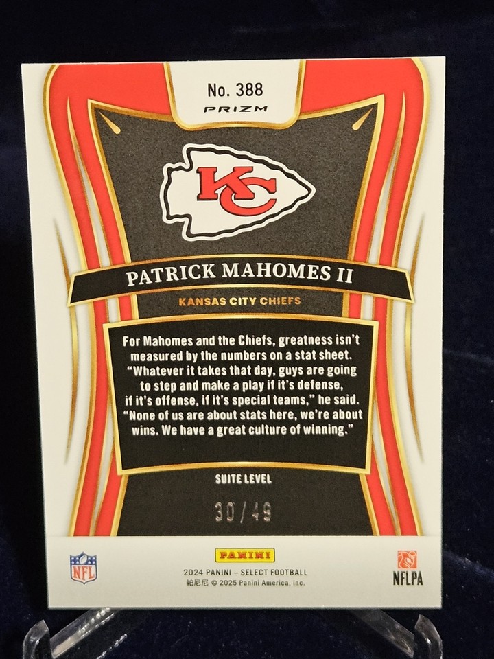 2024 Select Select Suite Level Red Mojo Prizm 30/49 Patrick Maholmes Color Match | eBay