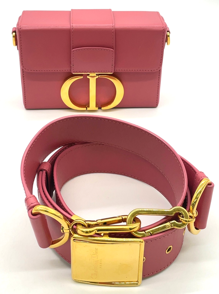 Auth Christian Dior 30 Montaigne GD Pink Leather Shoulder Bag W/Box/Bag ...