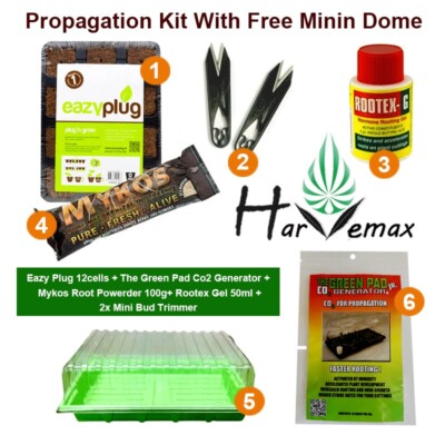 Hydroponic Root Kit Eazy Plug Seeding Tray Mykos Powder Green Pad CO2 ...