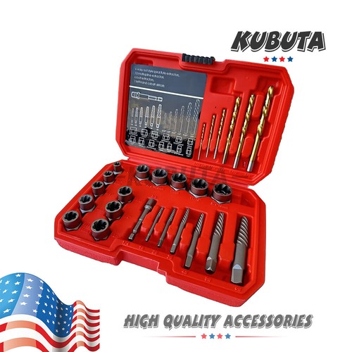 26X Screws Bolt Extractor Set W/Drill Bit Kit Lug Nut Extraction ...