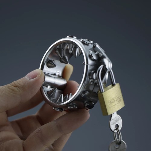 Heavy Stainless Steel Cock Ring Scrotum Ball Stretcher Pendant Spike ...