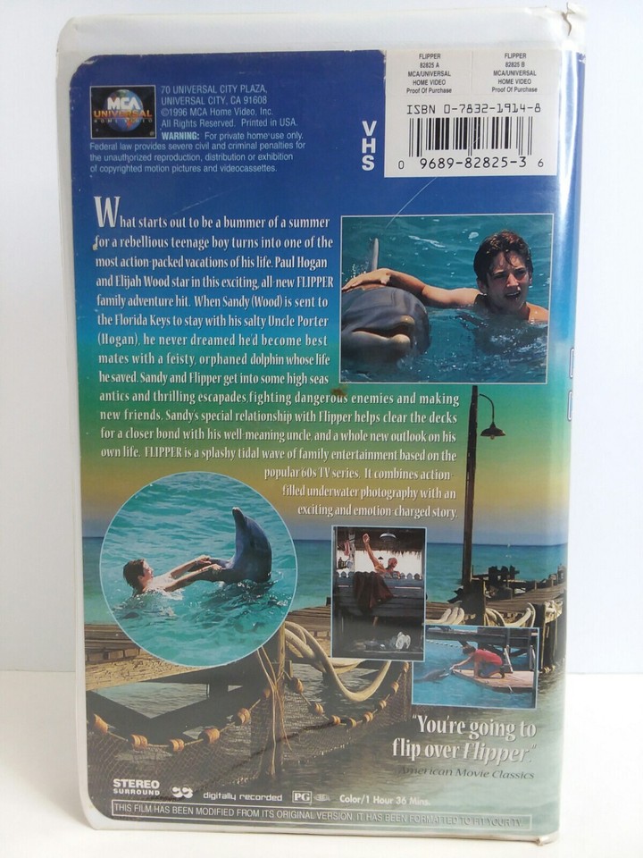 Flipper (VHS, 1996) - Paul Hogan, Elijah Wood, Jonathan Banks | eBay
